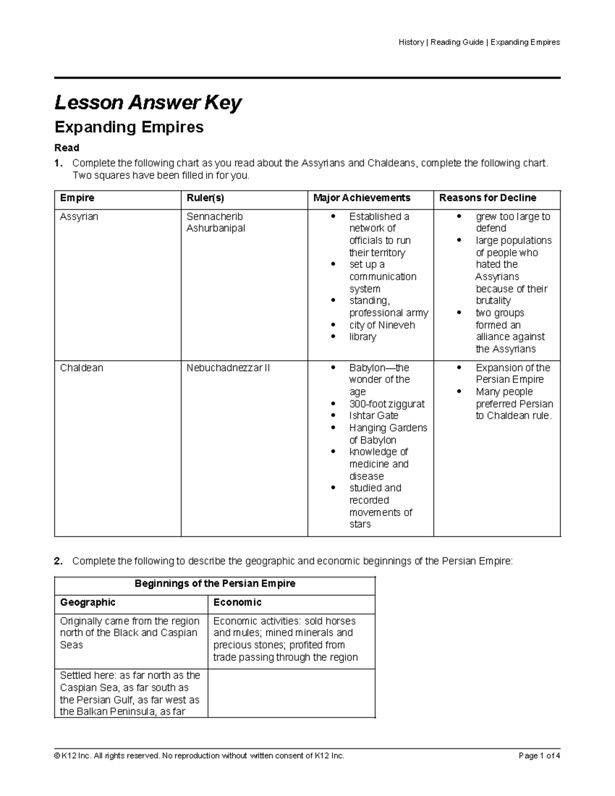 History Reading Guide: Expanding Empires (Lesson Answer Key) - Studocu
