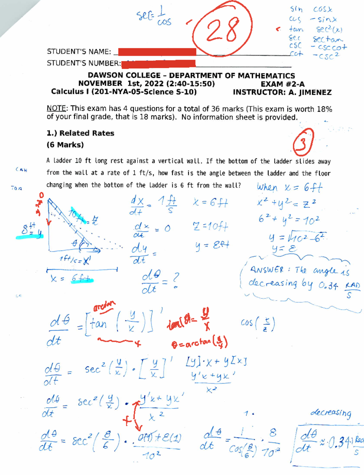Calculus I (MATH 101) - Midterm Exam #2 Notes - Studocu