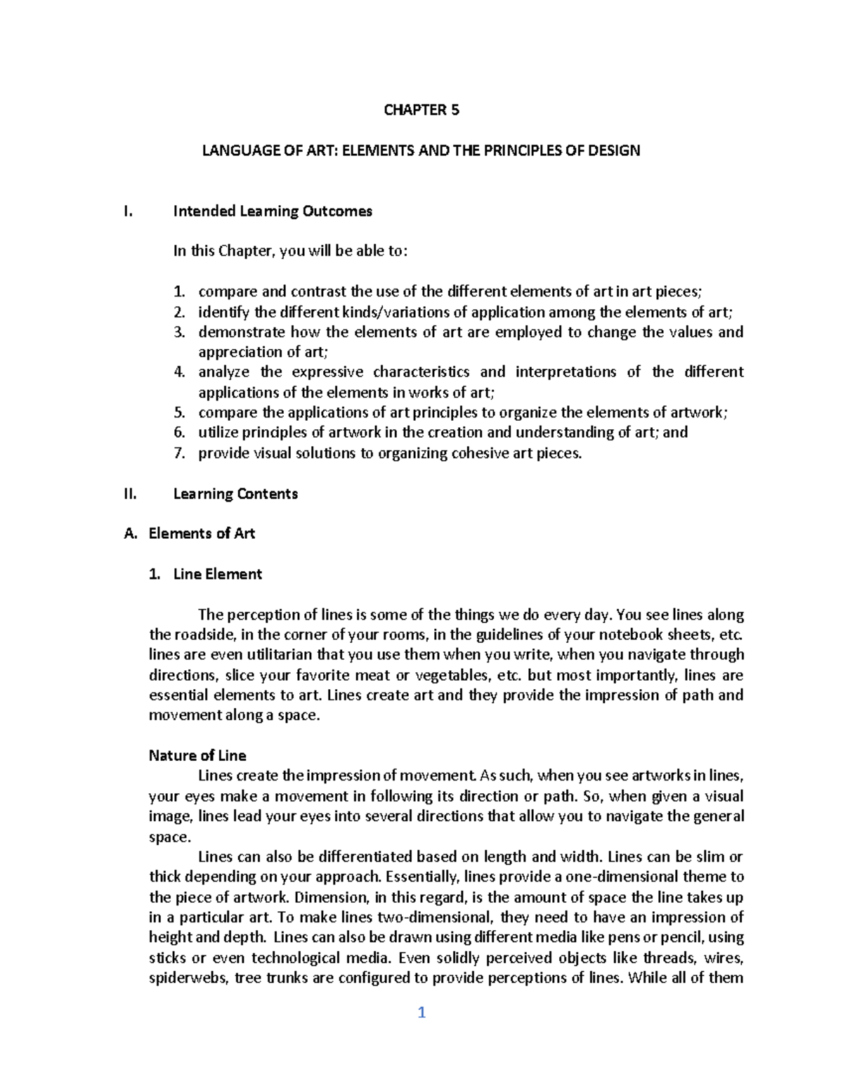 Chapter 5: Language of Art - Elements & Principles of Design - Studocu