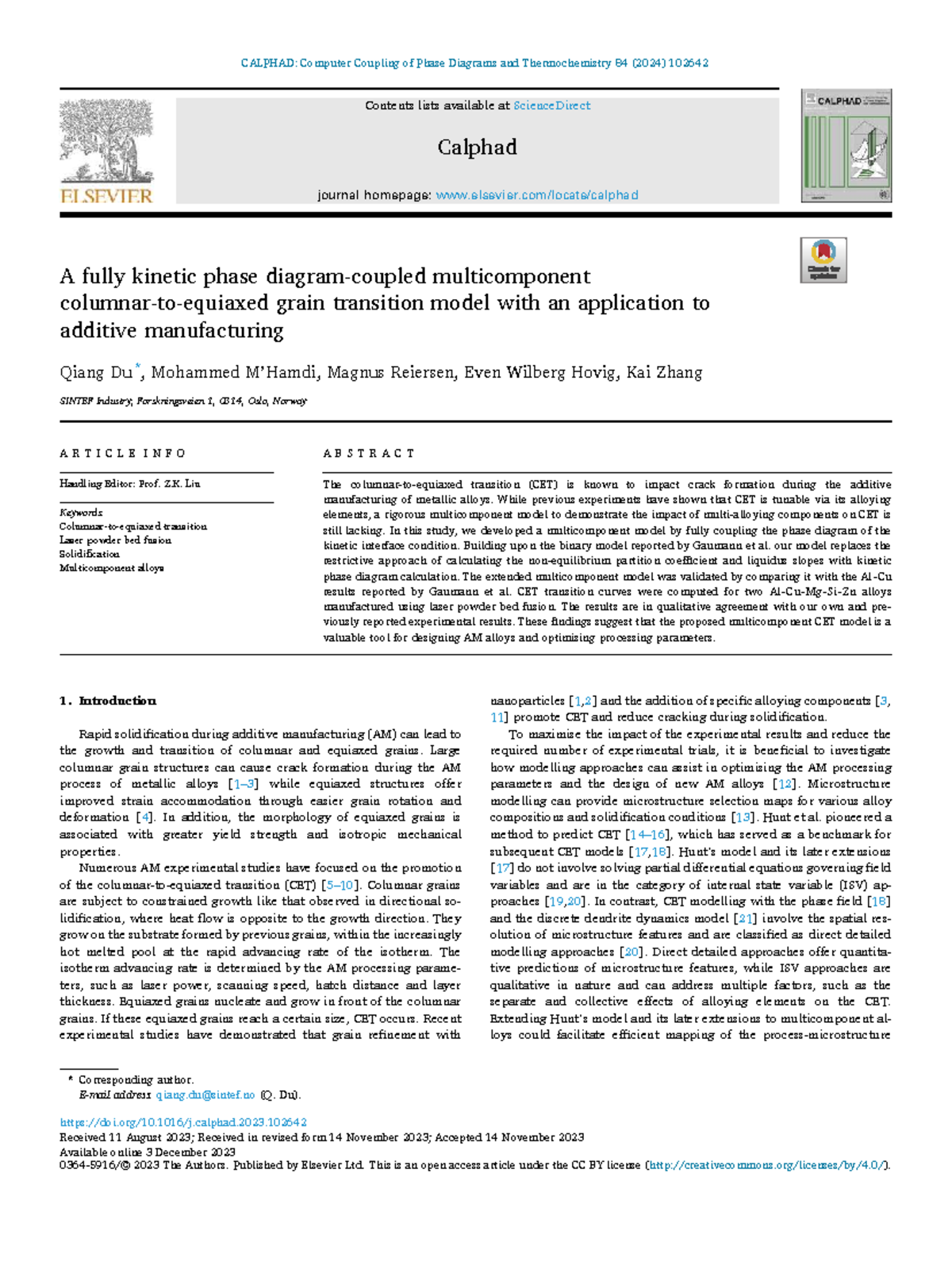 Calphad CET 2024: Kinetic Phase Model for Additive Manufacturing Alloys ...