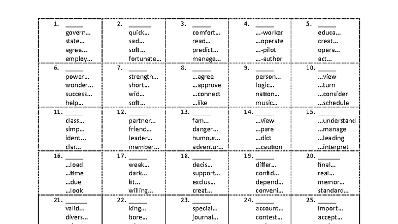 Week 2 Word Formation: TRIO Board Activities - Studocu