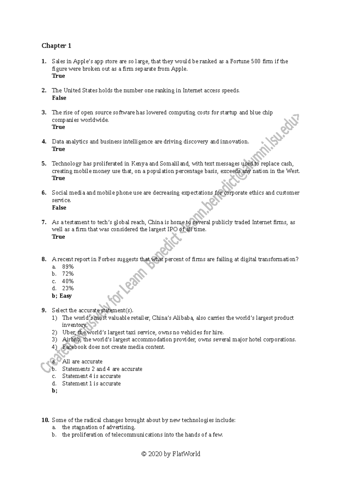 MIS Final Exam Review - Comprehensive Test Bank Analysis - Studocu