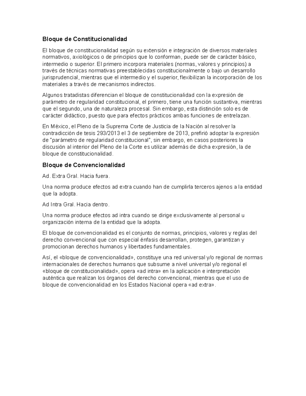 Bloque de Constitucionalidad: Análisis y Estructura Normativa - Studocu