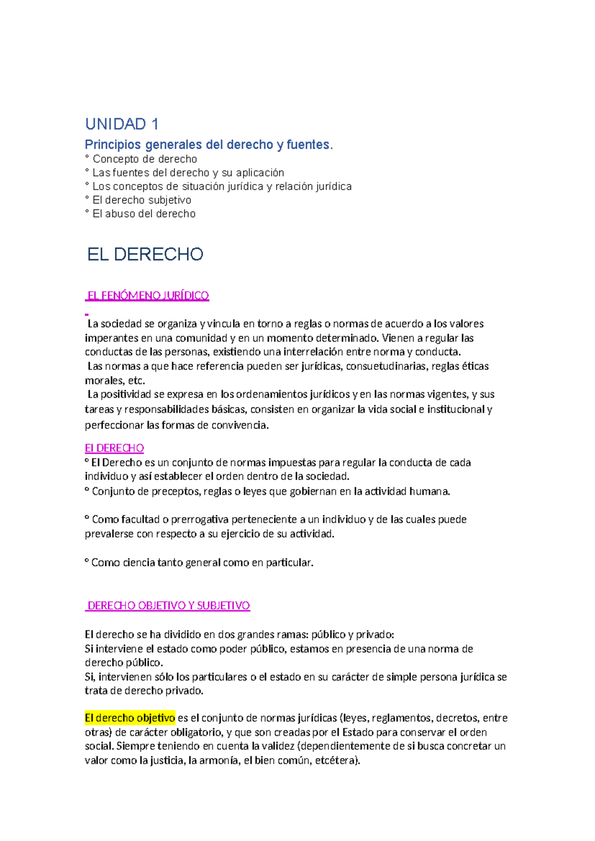 Final Exam Resumen de Derecho - UNIDAD 1 a 6 - Studocu