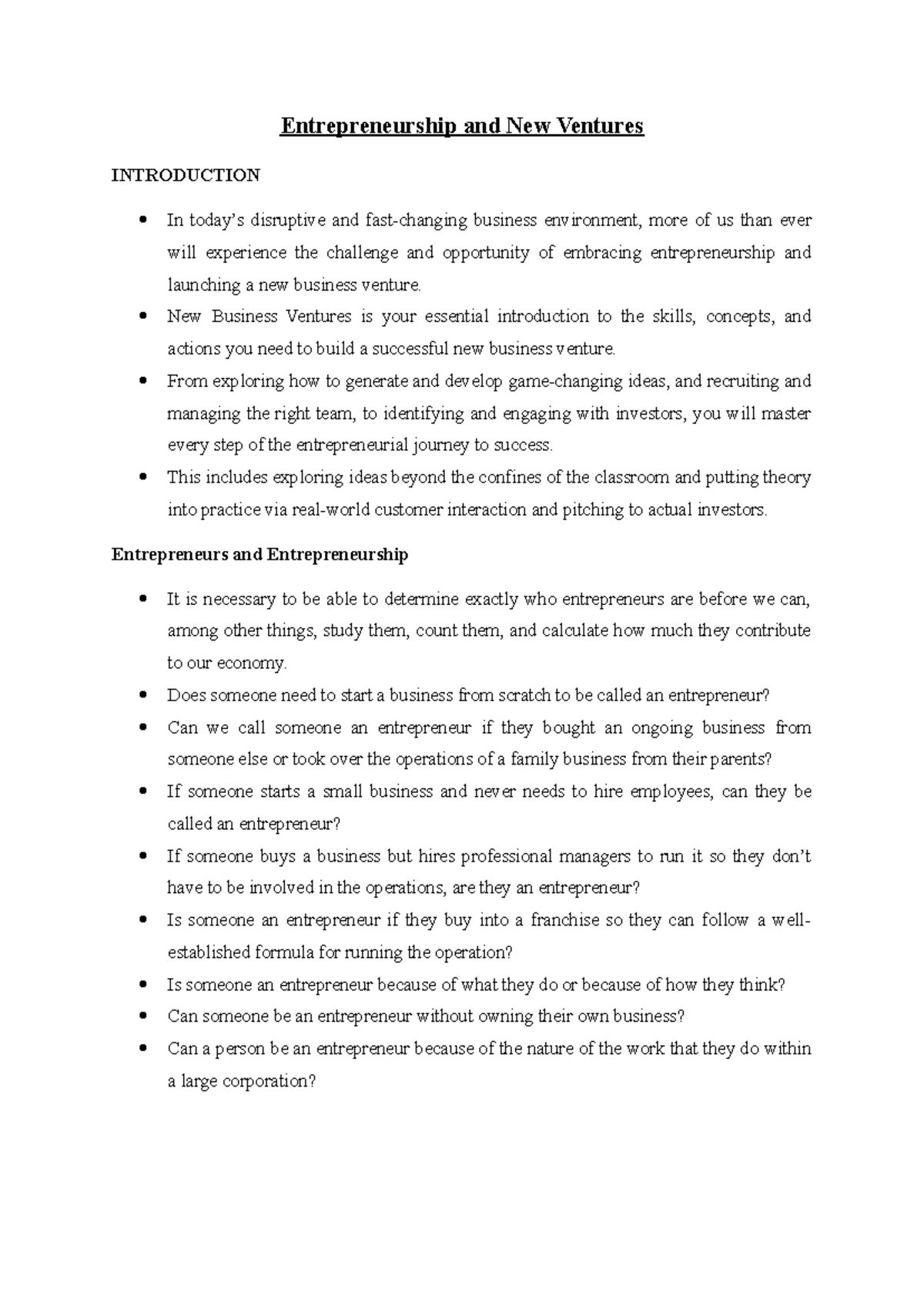 Entrepreneurship and New Ventures: Module 1 Life Skills Overview - Studocu