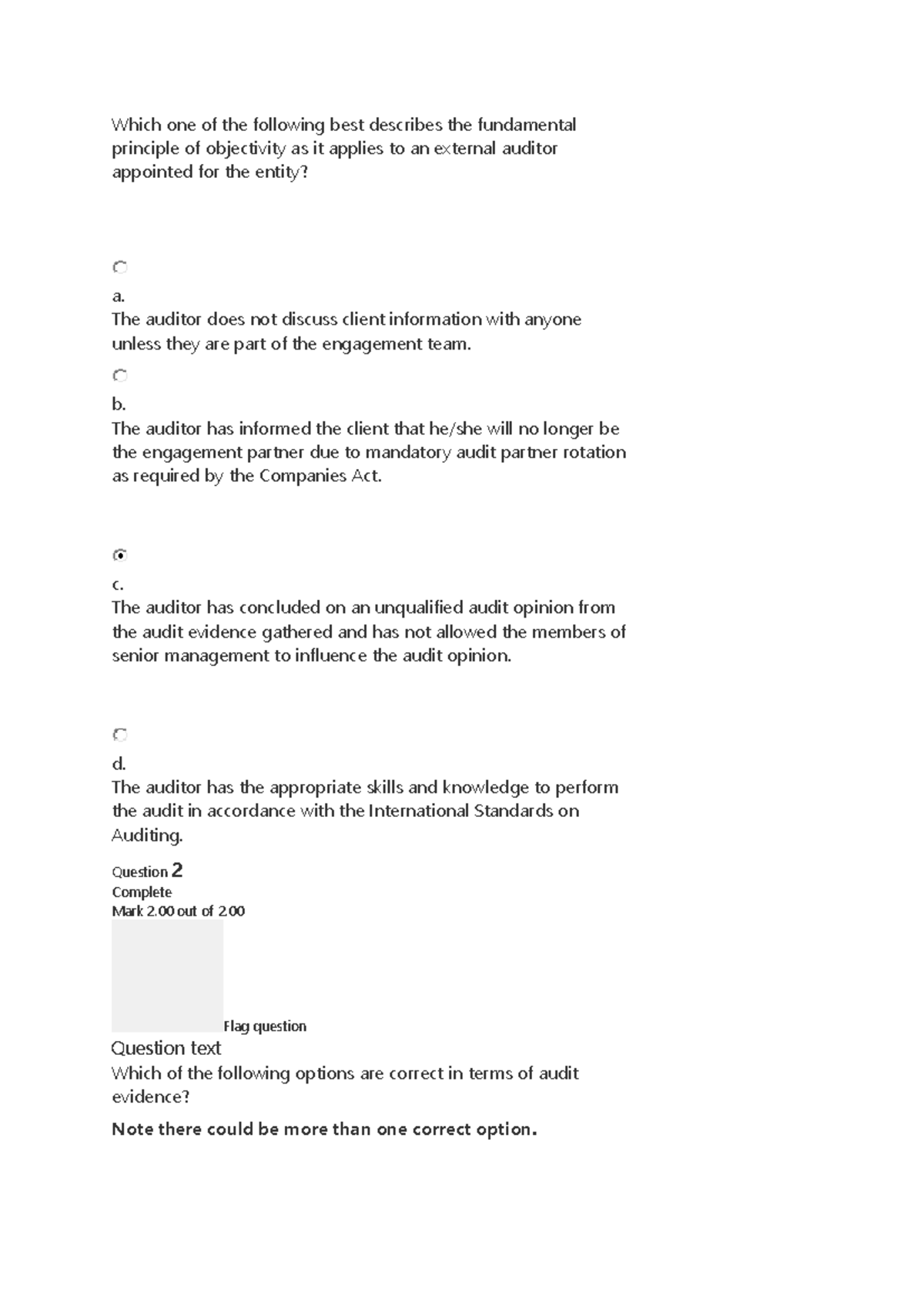AUE2601 Assessment 1 - Fundamental Principles in Auditing - Studocu