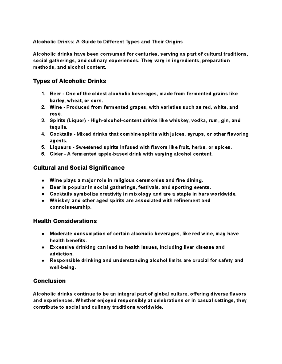 Alcoholic Drinks A Guide to Different Types and Their Origins - They ...