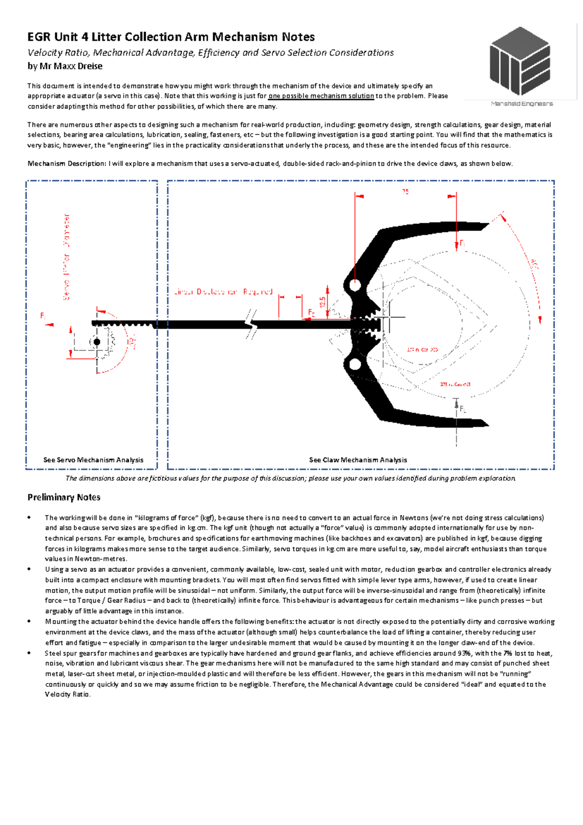 EGR Unit 4 Litter Collection Arm Mechanism: Notes on Efficiency & Servo ...