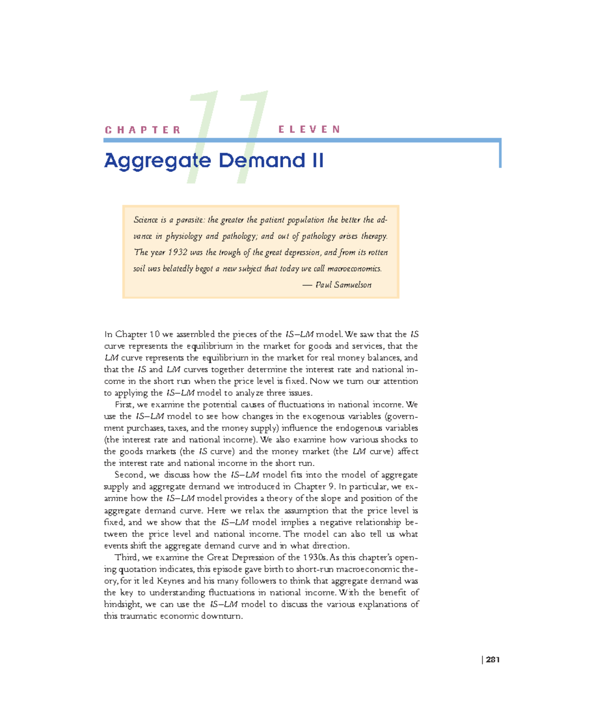 11 Aggregate Demand II: Understanding Economic Fluctuations and ...