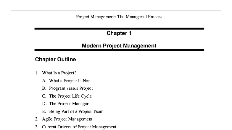 Project Management: The Managerial Process - Chapter 1 Overview - Studocu