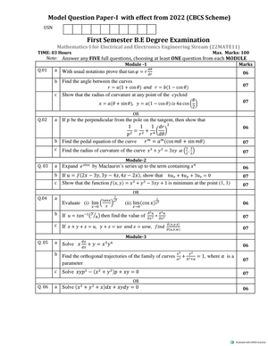 21MAT31-model-question-paper-1 - Model Question Paper-I with effect ...