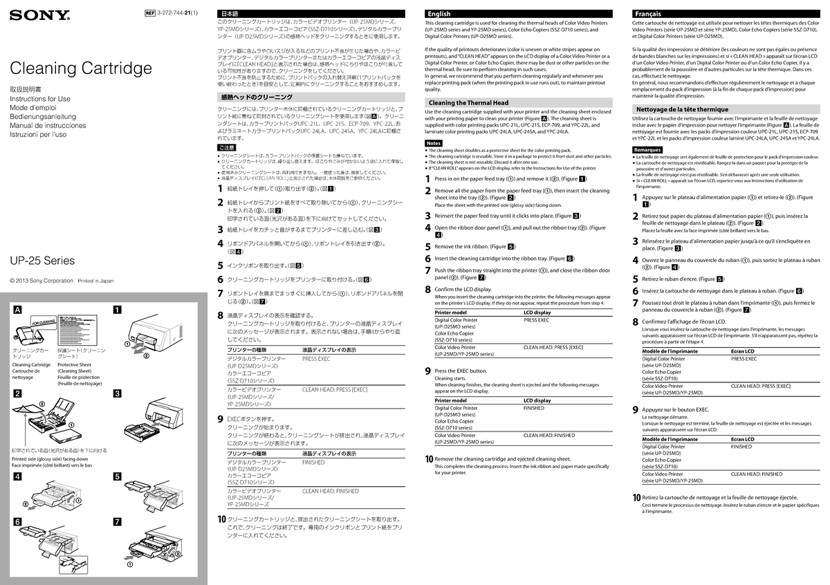 Cleaning Cartridge Instructions for UP-25MD & UP-D25MD Series - Studocu