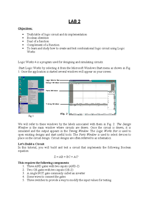 Lab 13 - DLD Lab - none - DIGITAL LOGIC DESIGN LAB - Objective: Student should understand how to ...