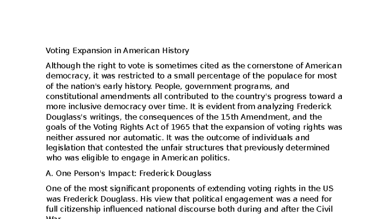 D267: Voting Rights Expansion in American History - Key Insights - Studocu