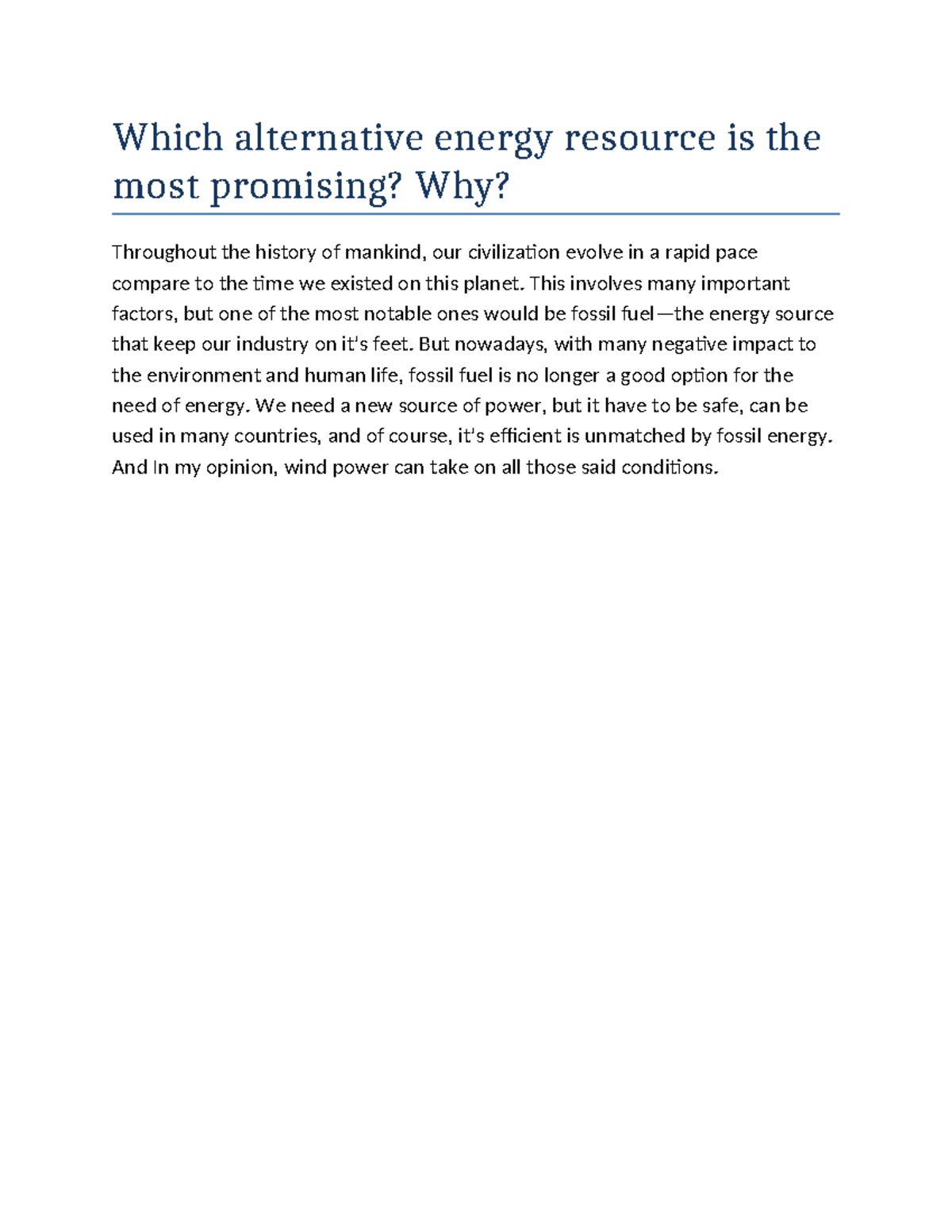 Which alternative energy resource is the most promising - Which ...