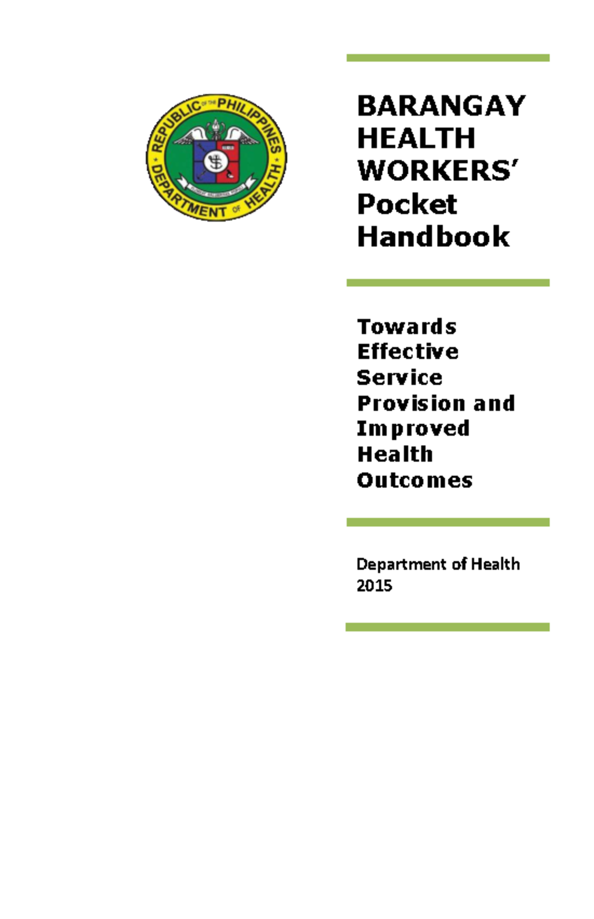 BHW Pocket Handbook: Effective Health Service Provision Guide - Studocu