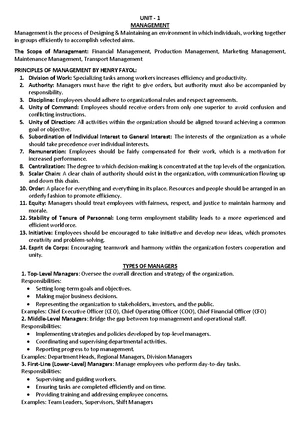 POM FULL Notes - GE3751 PRINCIPLES OF MANAGEMENT OBJECTIVES: To enable ...