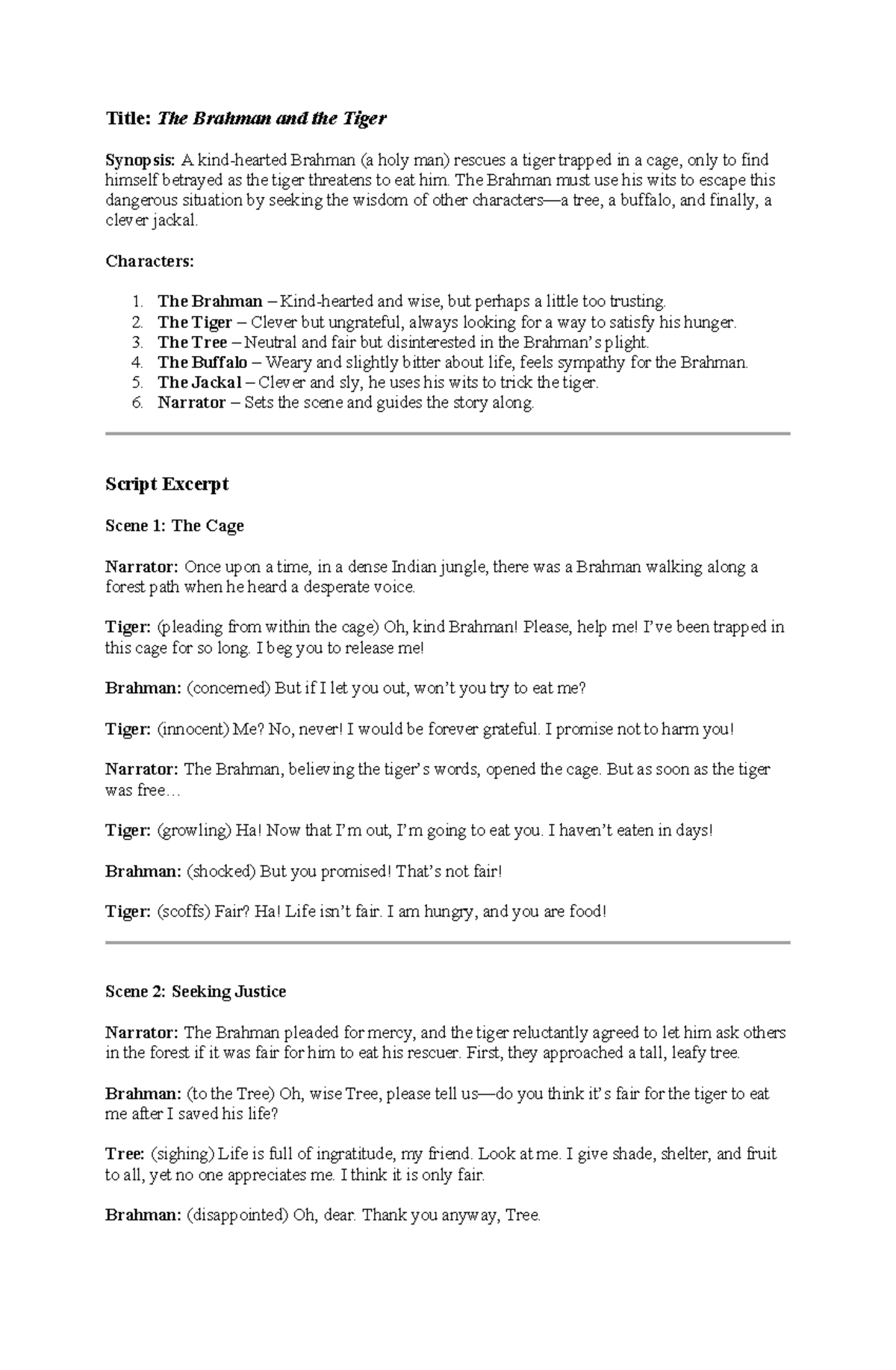 The Brahman and The Tiger - Title: The Brahman and the Tiger Synopsis ...