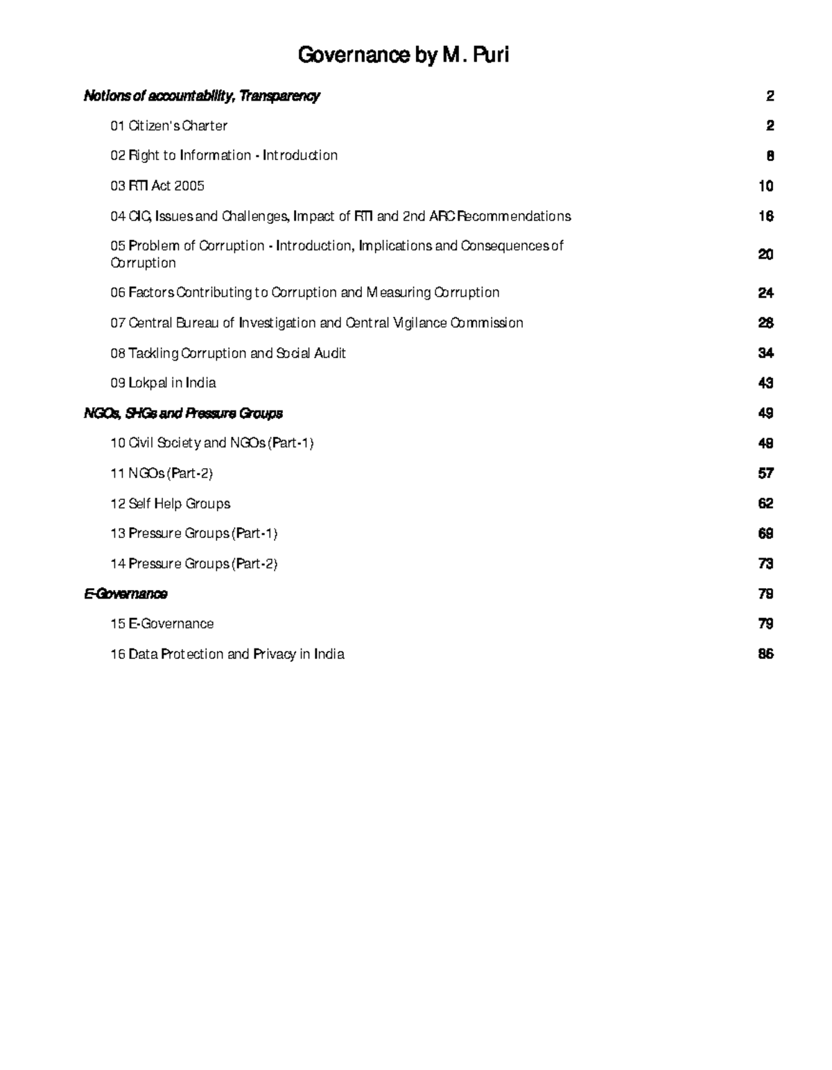 Prepnote - Governance: Accountability, Transparency, and RTI (GOV ...