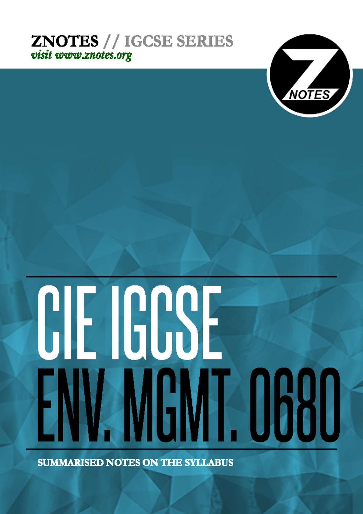CIE IGCSE Environmental Management 0680 Theory Revision Notes - Studocu