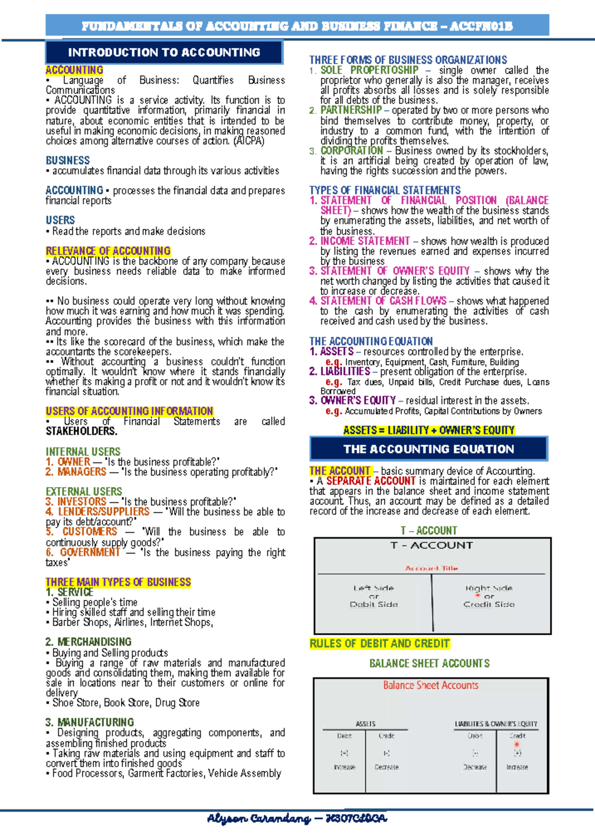 ACCFN01B Introduction to Accounting: Key Concepts and Principles - Studocu