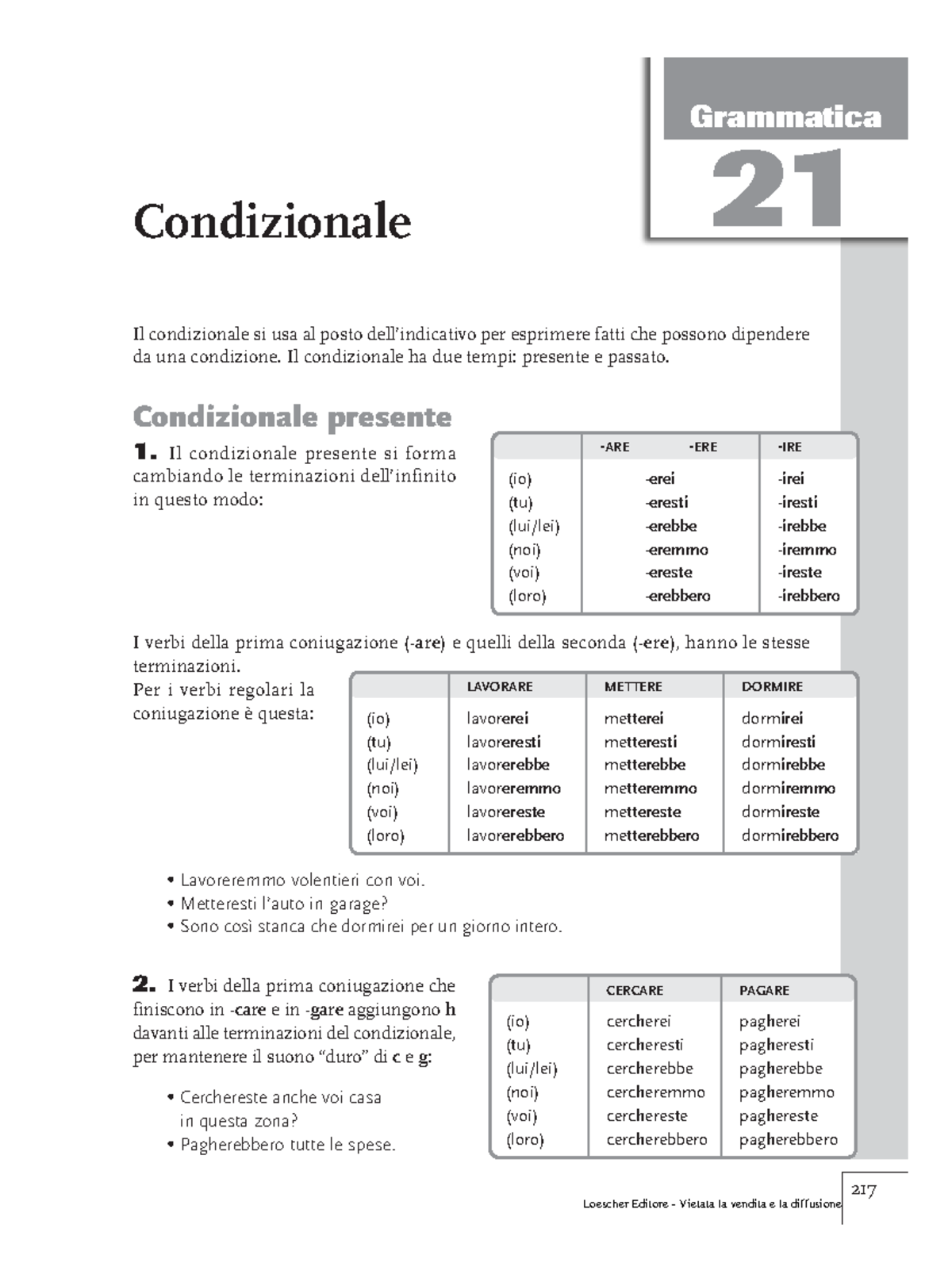 Condizionale grammar - 217 Il condizionale si usa al posto dell ...