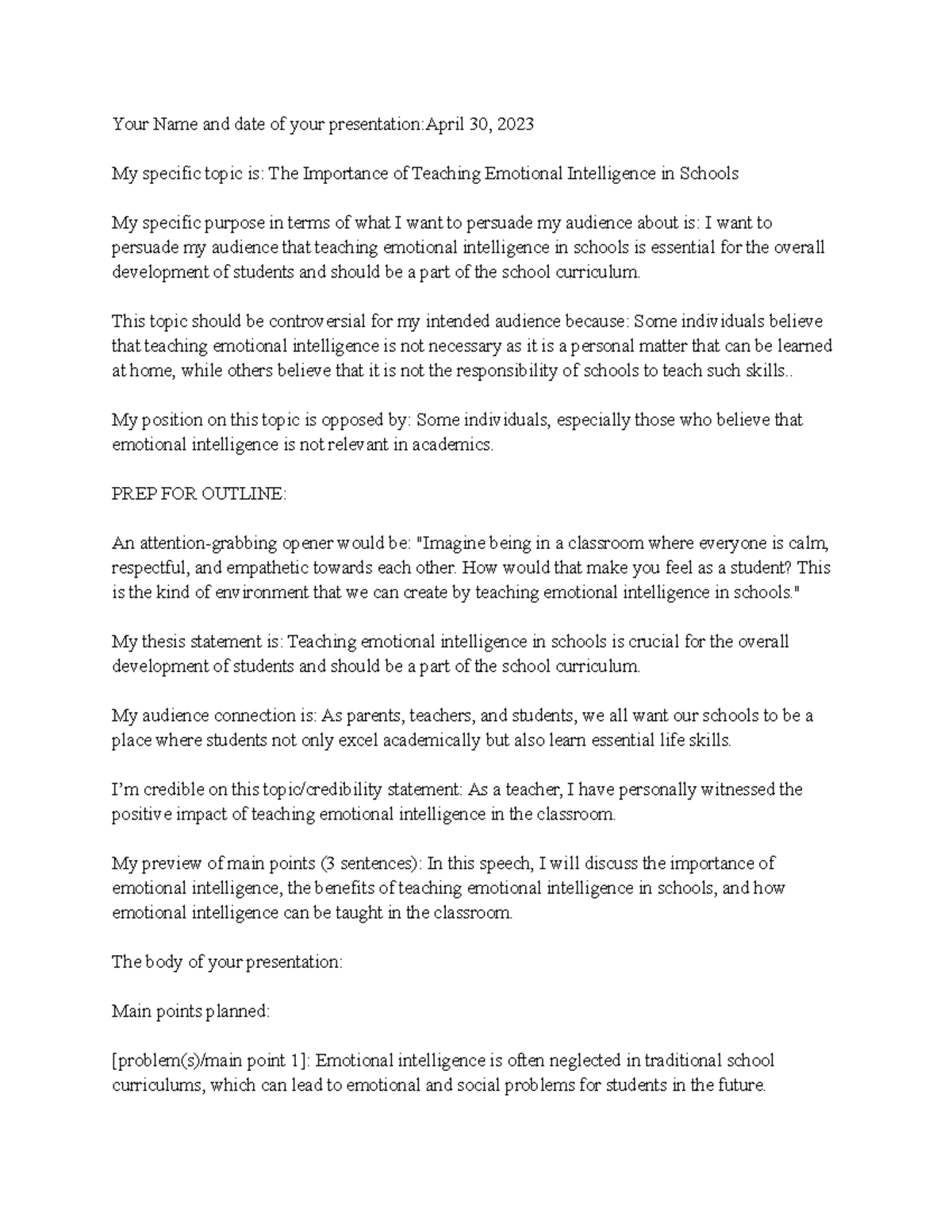 TPF - Writing Assignment: Importance of Emotional Intelligence in ...