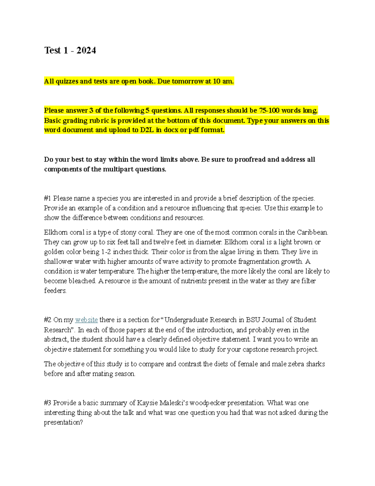 General Ecology Test 1 - Key Questions & Answers (2024) - Studocu