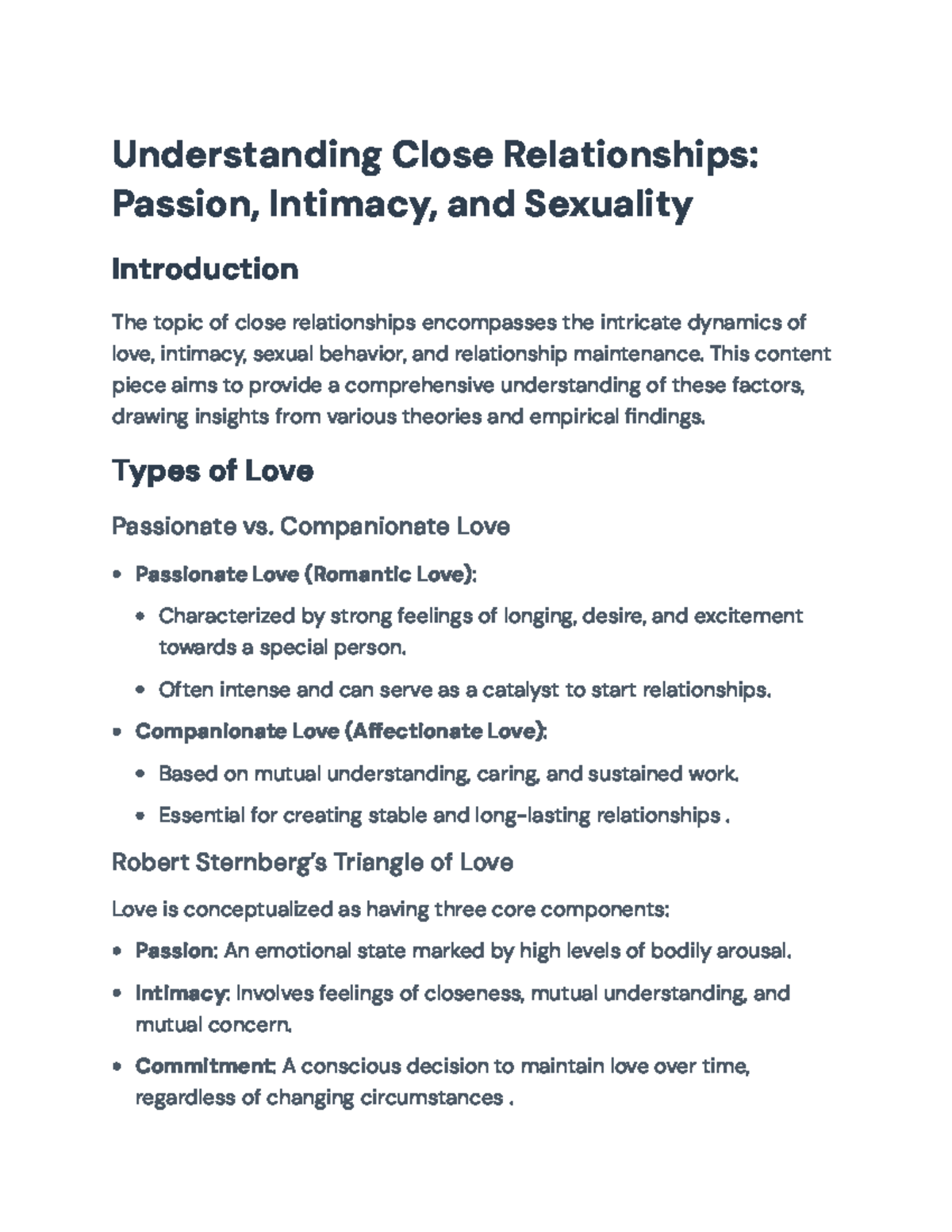 Understanding Close Relationships: Dynamics of Love, Intimacy ...