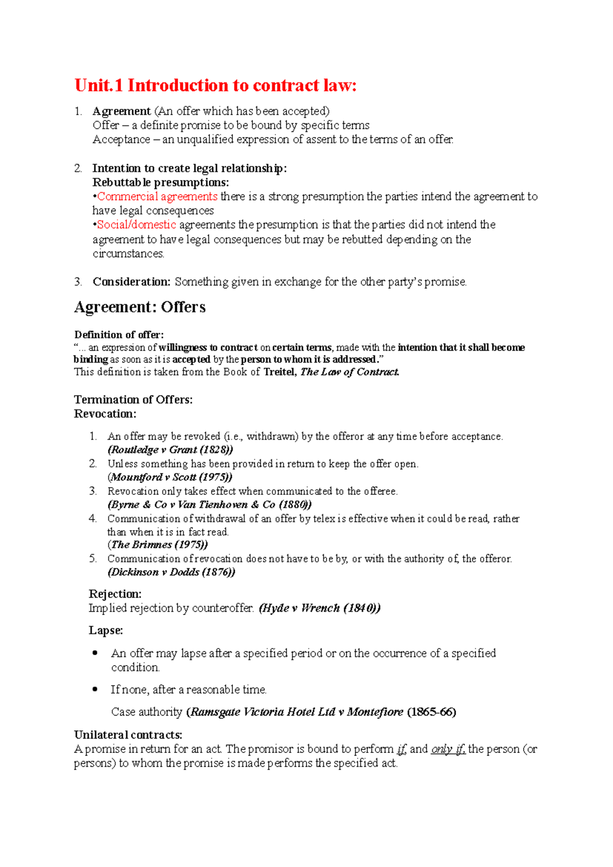 Contract Law - Key Points for Understanding Essential Concepts - Studocu
