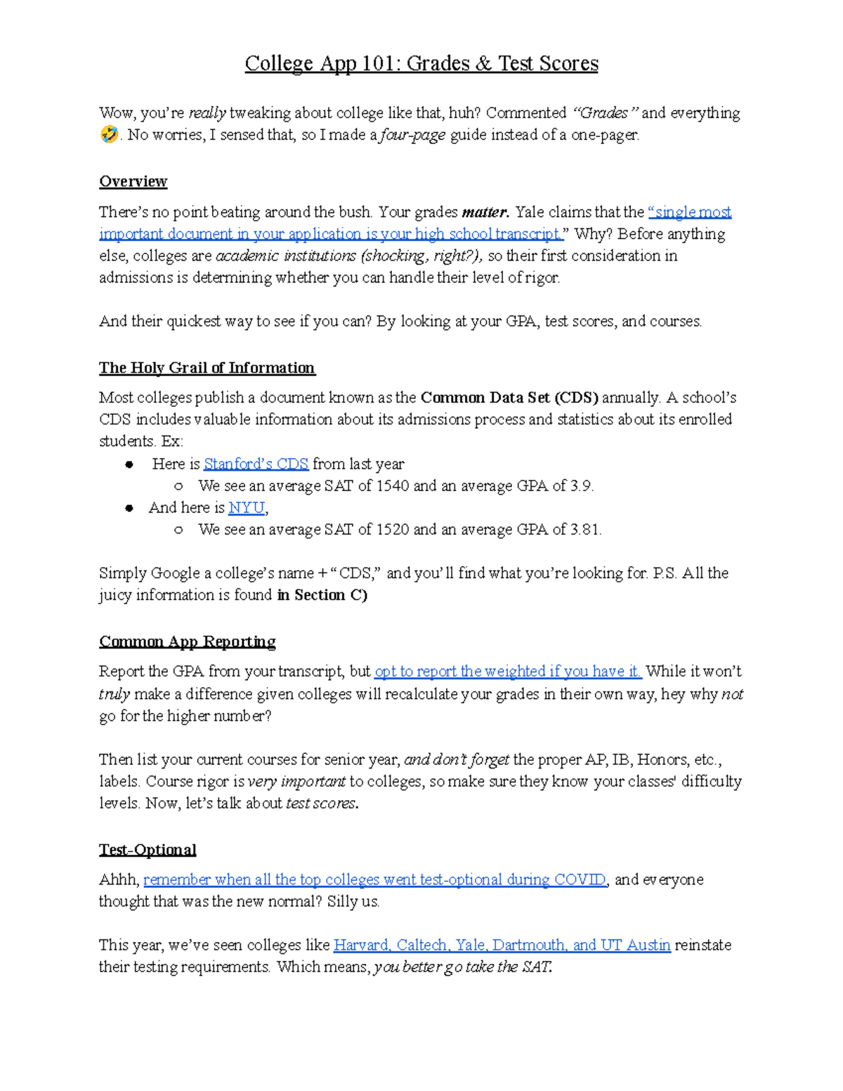 Mahadthe Mentor Guide #1: Understanding Grades & Test Scores - Studocu