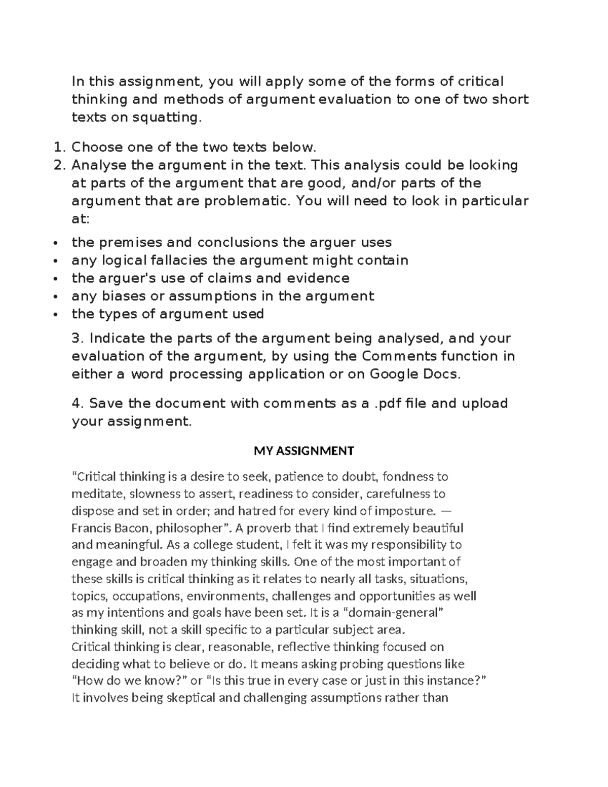Critical Thinking Analysis Assignment - SSL101C MOOC 3 FPT - Studocu