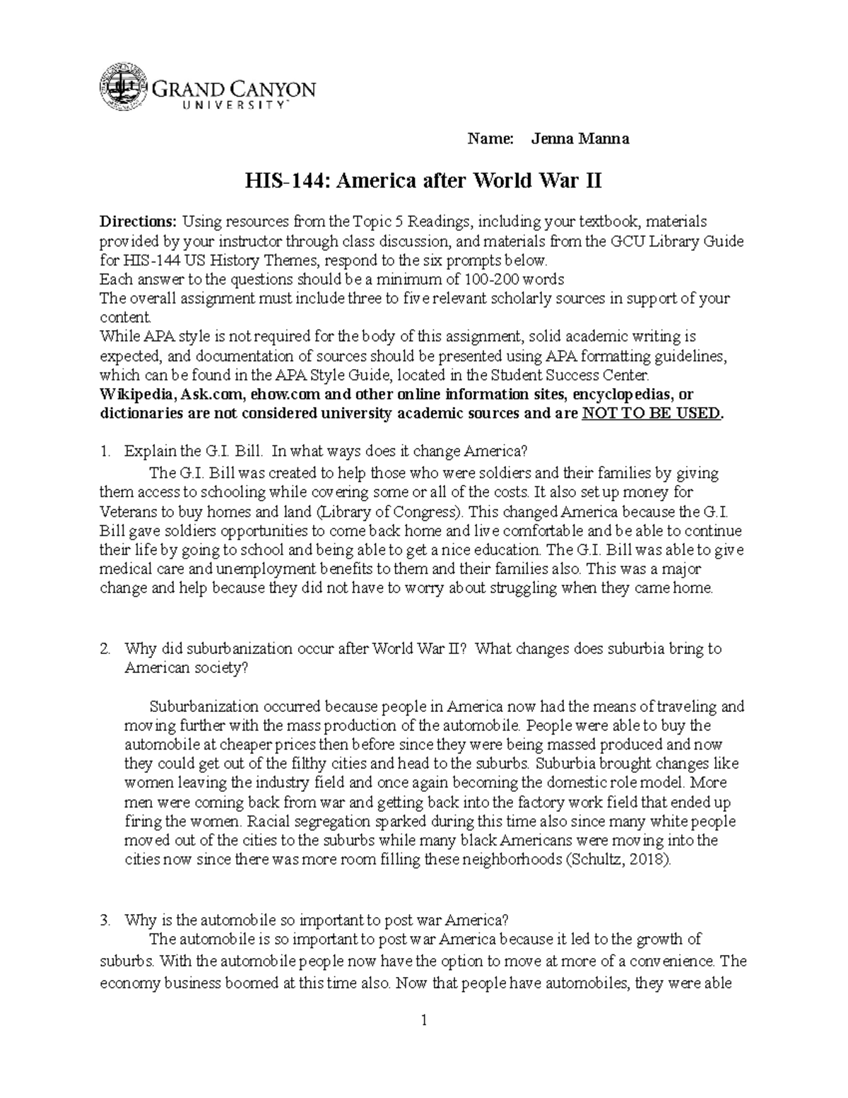 HIS-144-T5: America Post-WWII - G.I. Bill, Suburbanization & Culture ...