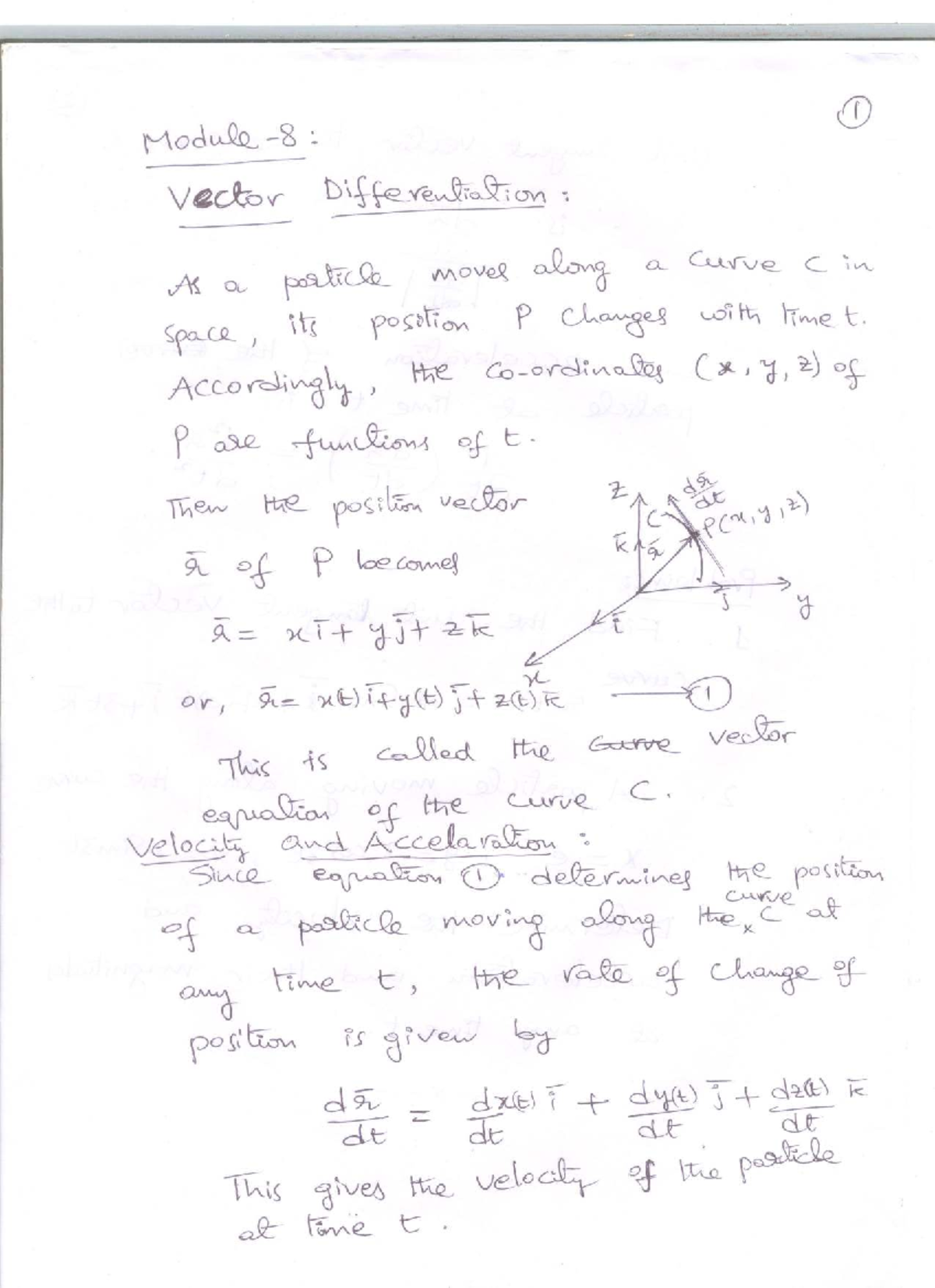 Vector Differentiation Module I: Velocity, Acceleration, and Divergence - Studocu
