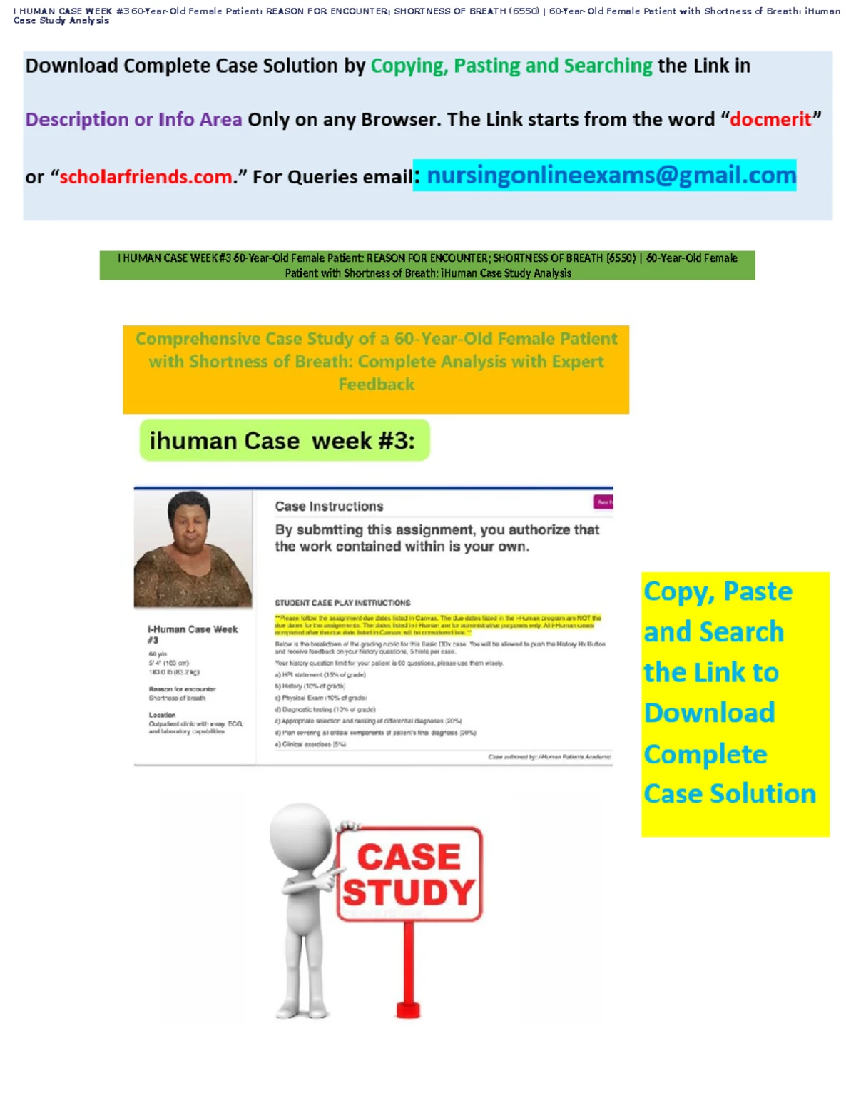 Comprehensive i-Human Case Study: 60-Year-Old Female with SOB - Studocu