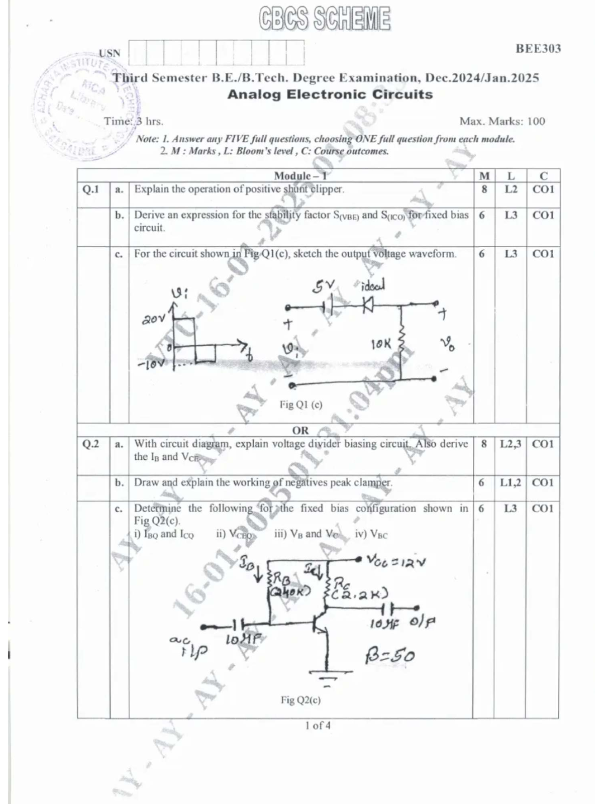 BEE303 Analog Electronic Circuits Exam Guide - 3rd Sem - Studocu