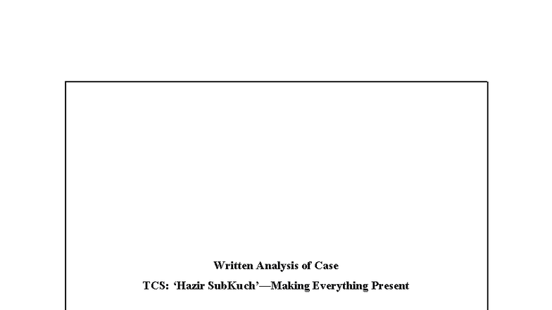 TCS Case Study: Operations & Challenges in Hazir SubKuch Initiative ...