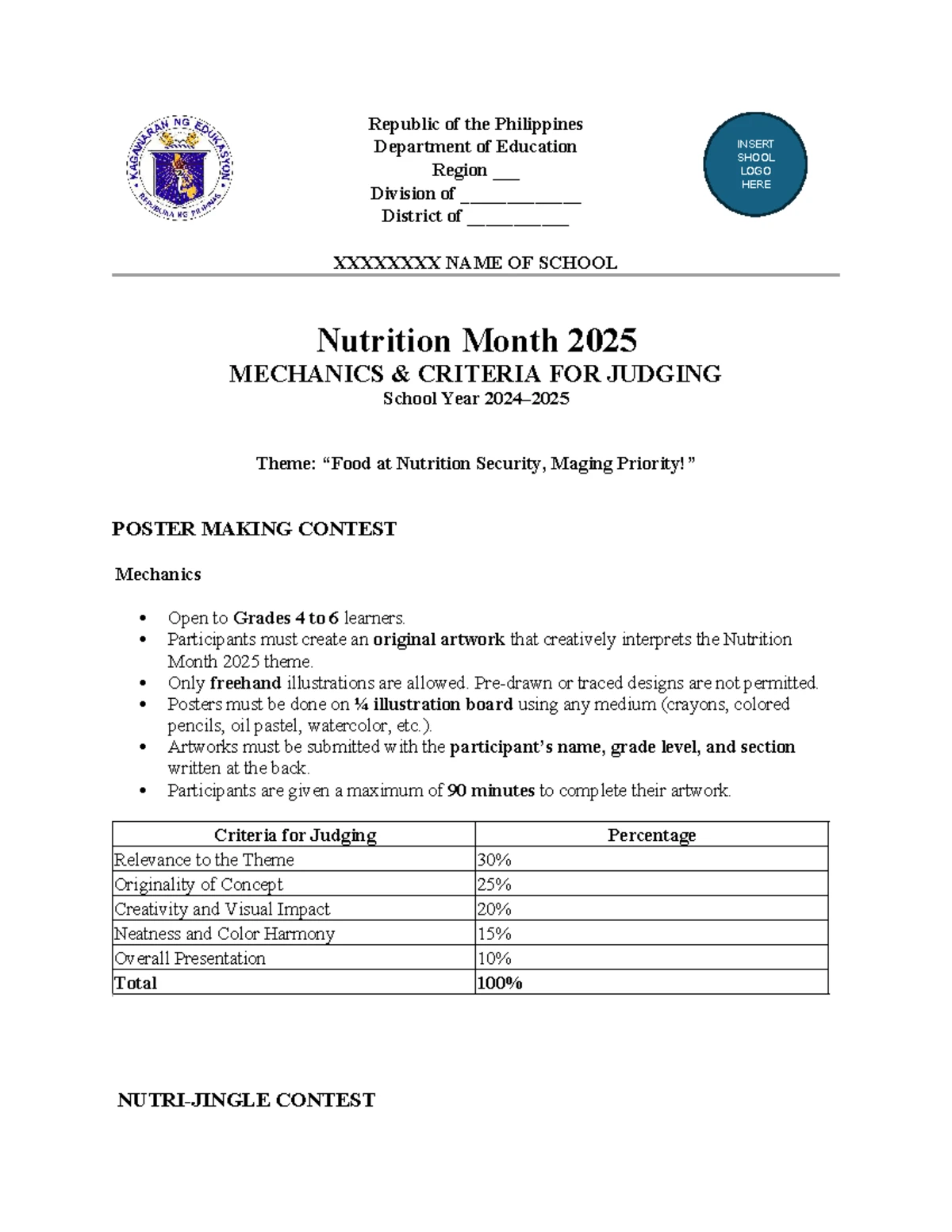 NUTRITION MONTH 2025 EMCEE SCRIPT: Food at Nutrition Security - Studocu