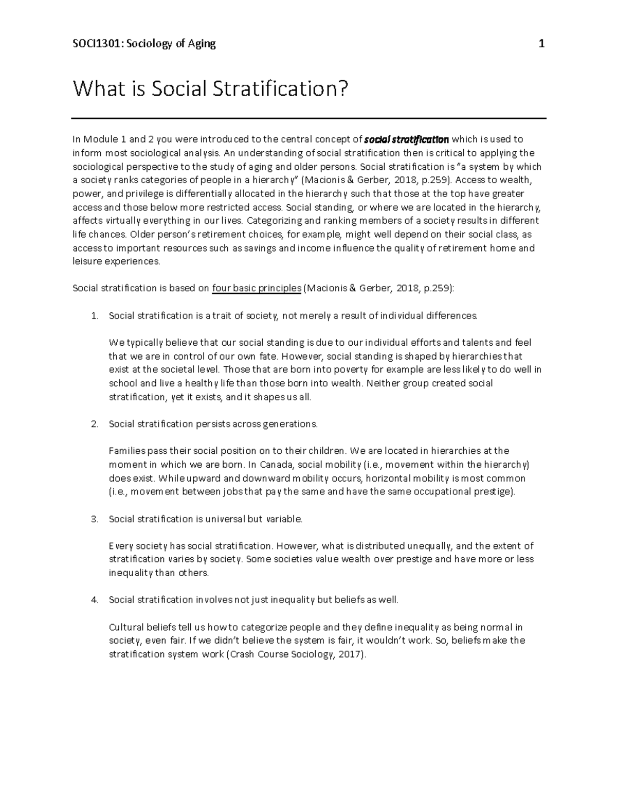 SOCI1301: Understanding Social Stratification in Aging Society - Studocu