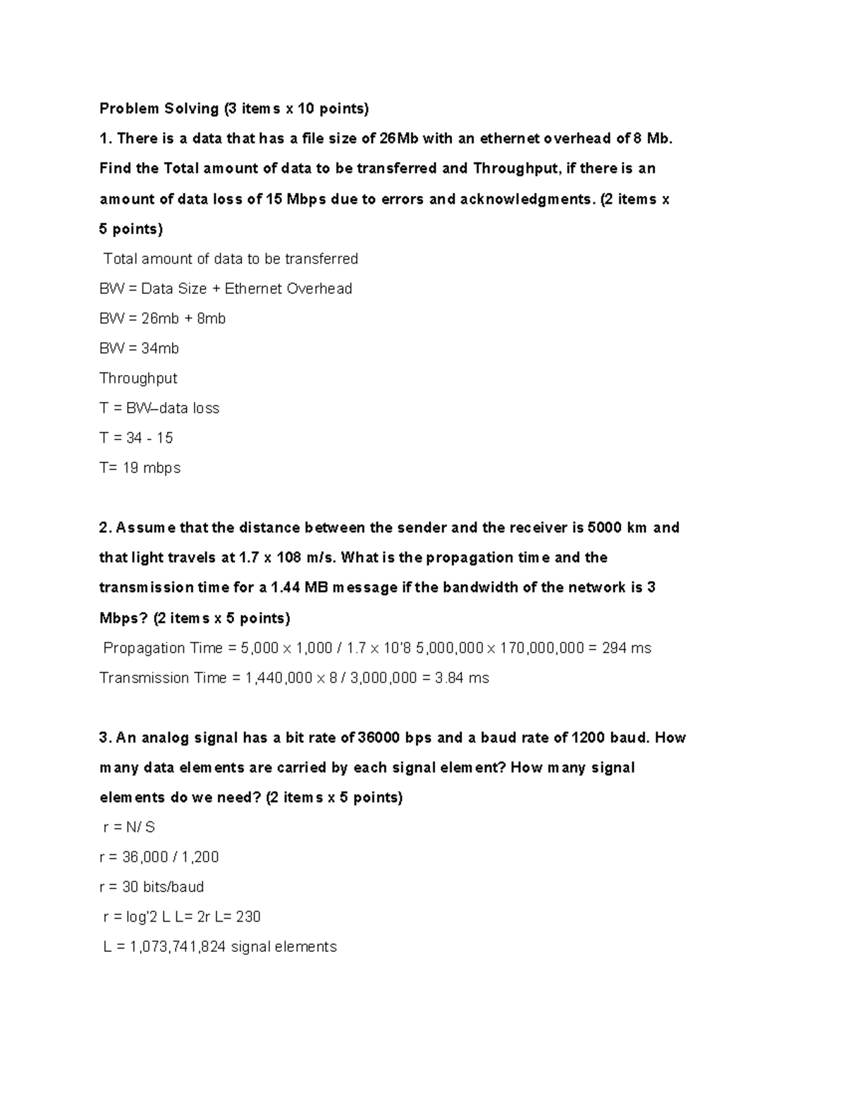 Problem Solving - Data Transfer & Throughput Analysis (CS101) - Studocu