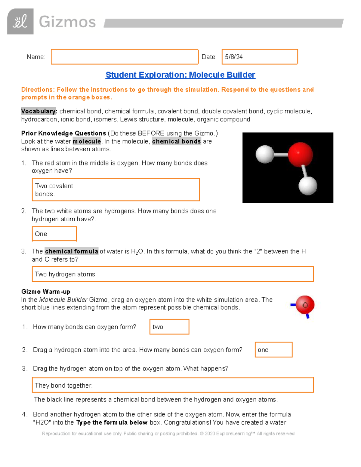 Molecular Builder Virtual Lab Exploration: Gizmo Simulation Guide - Studocu