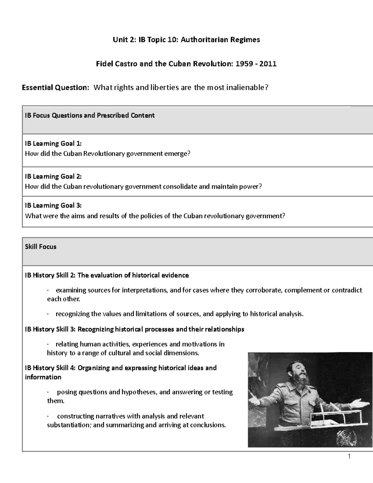 Cuban Revolution: Economic, Social, and Political Developments (HIST 204) - Unit 2: IB Topic 10 ...
