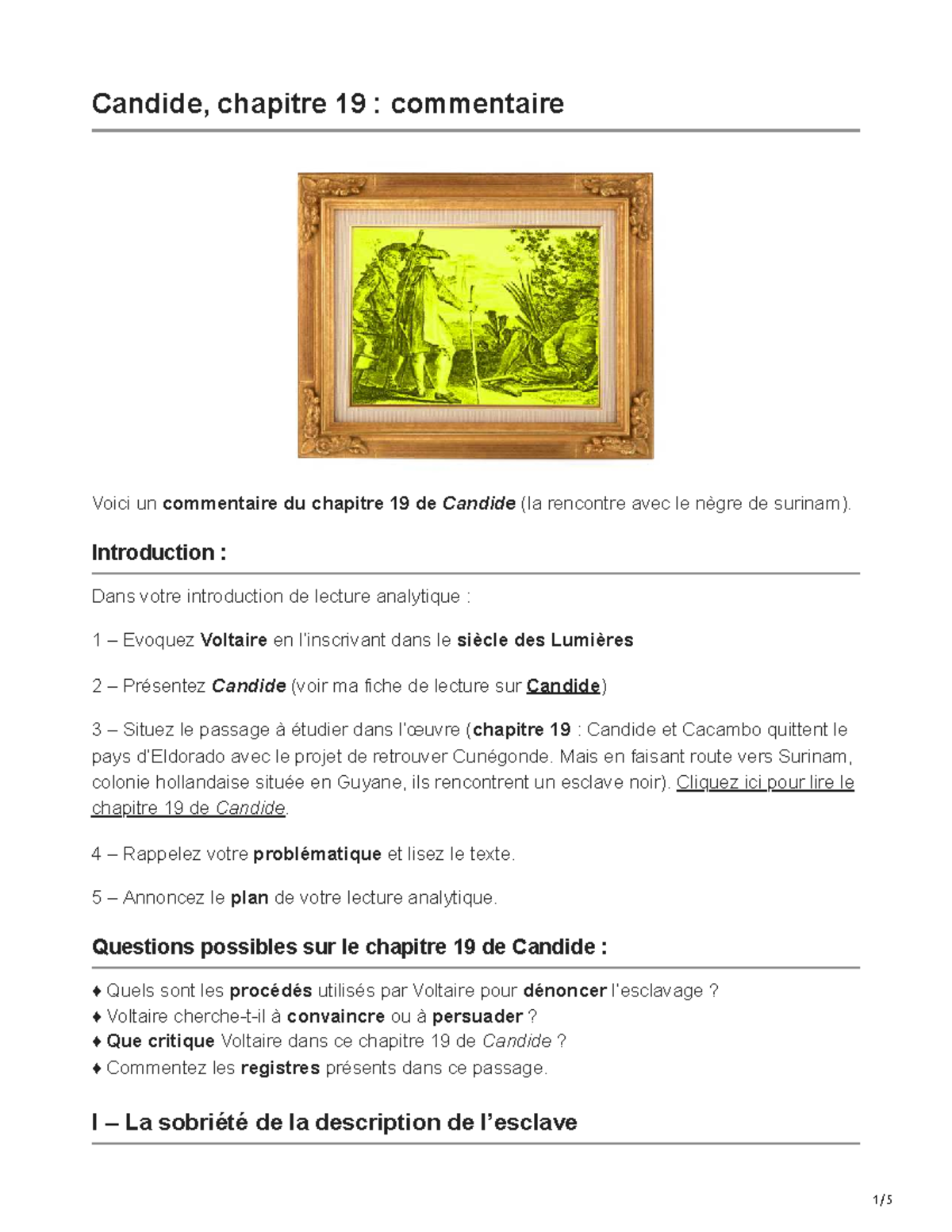Ll8 Candide Dev Candide Chapitre 19 Commentaire Voici Un