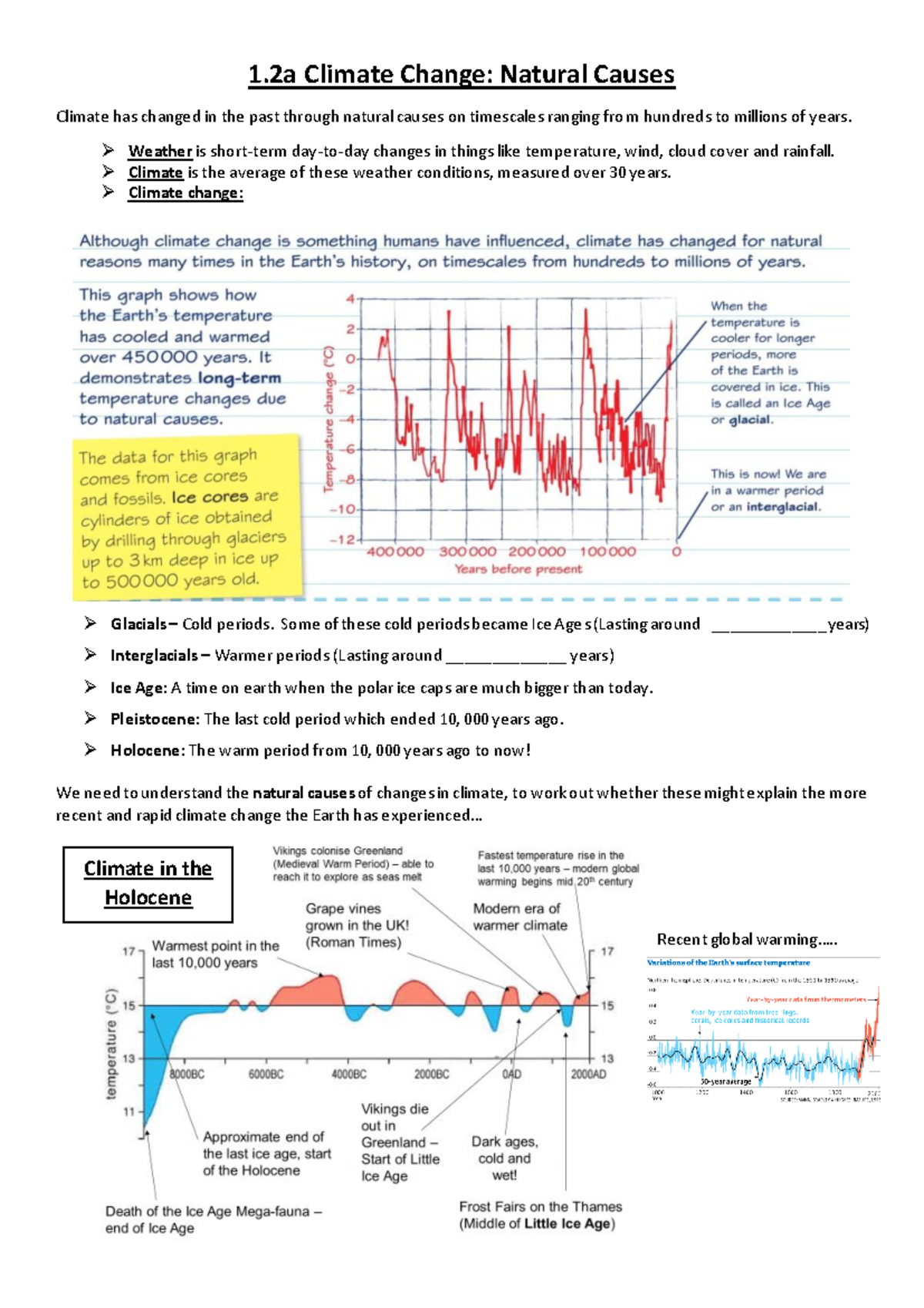 1.2a Natural Climate Change - 1 Climate Change: Natural Causes Climate ...
