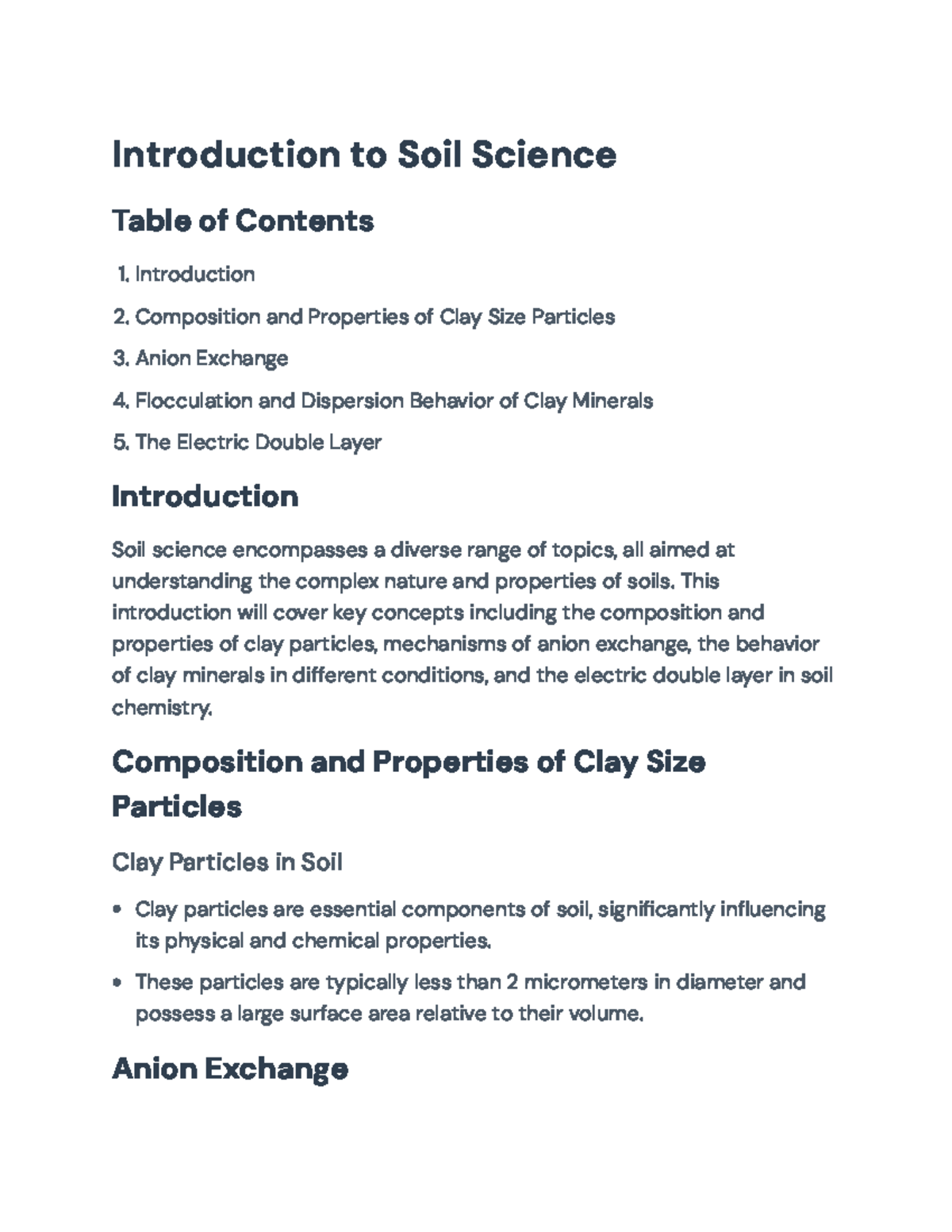 Soil Science Fundamentals and Clay Particle Interactions (SCI101 ...