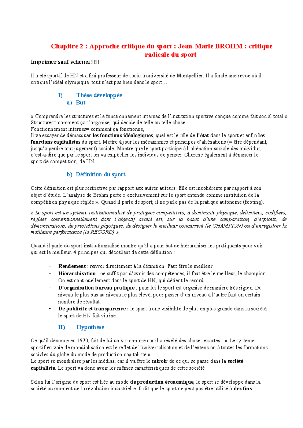 Chapitre 2 : Critique radicale du sport selon Brohm et Marx - Notes ...