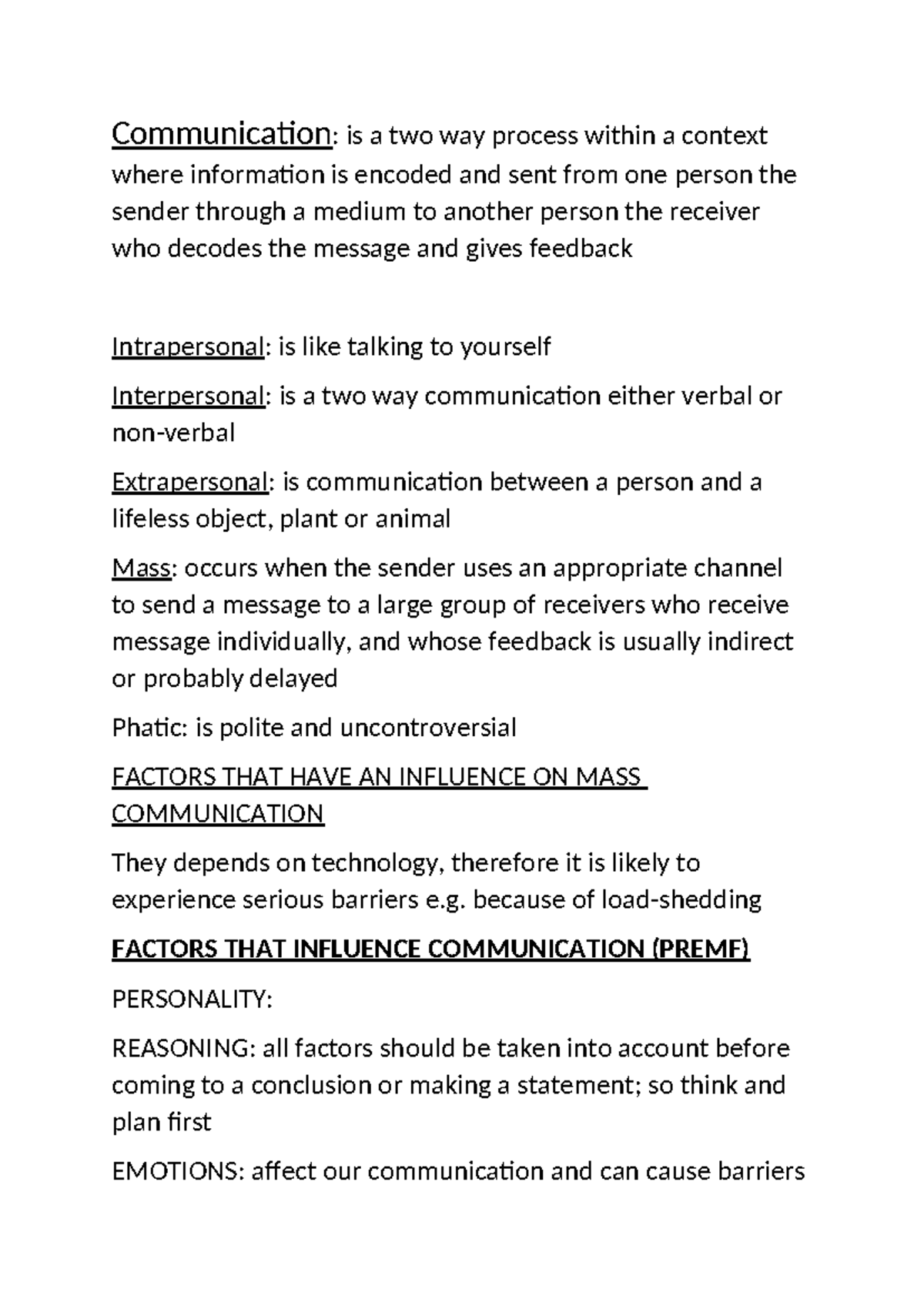 Communication Module 1 Notes: Understanding Communication Types - Studocu
