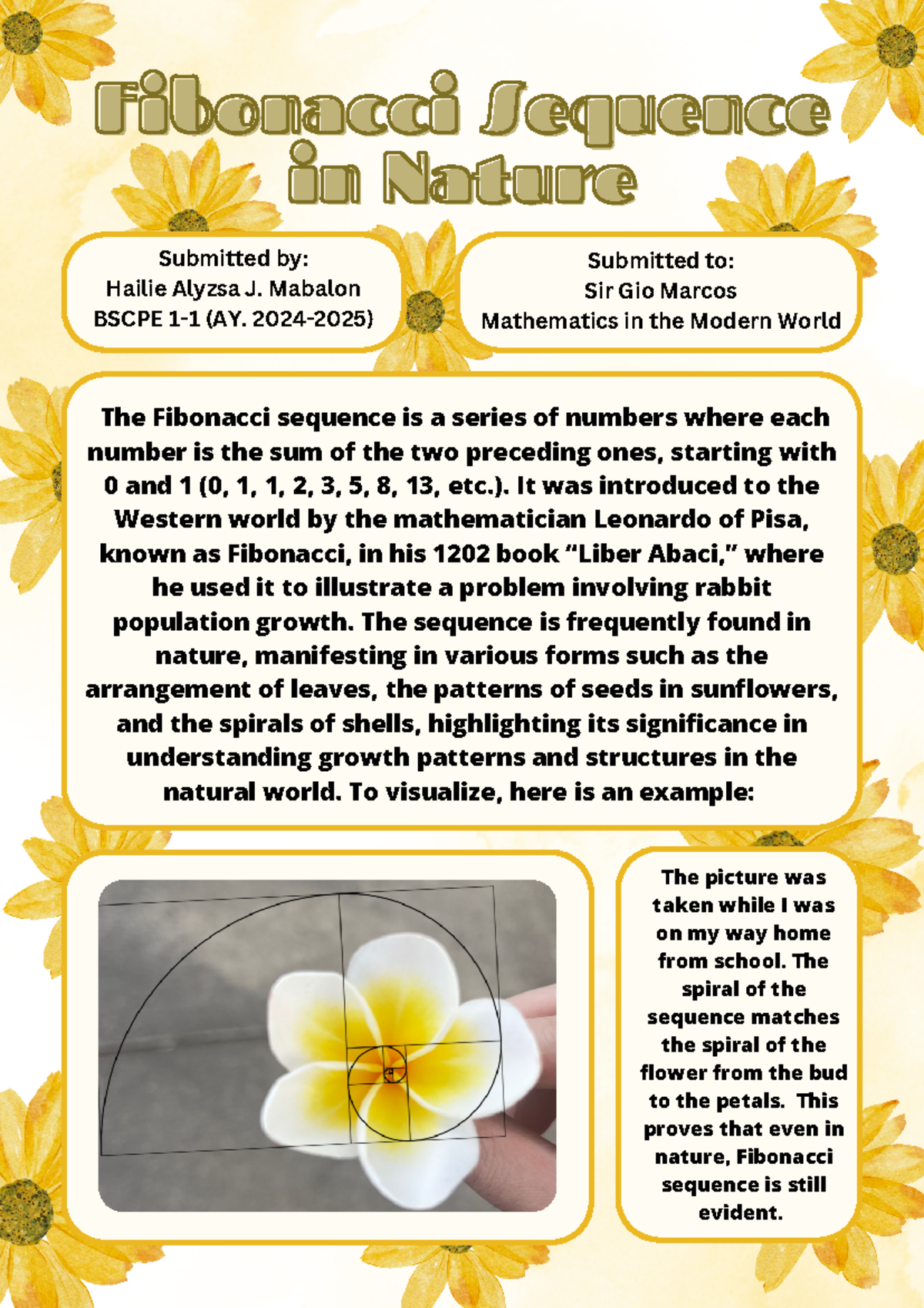 Fibonacci Sequence in Nature: A Creative Exploration - BSCPE 1-1 - Studocu