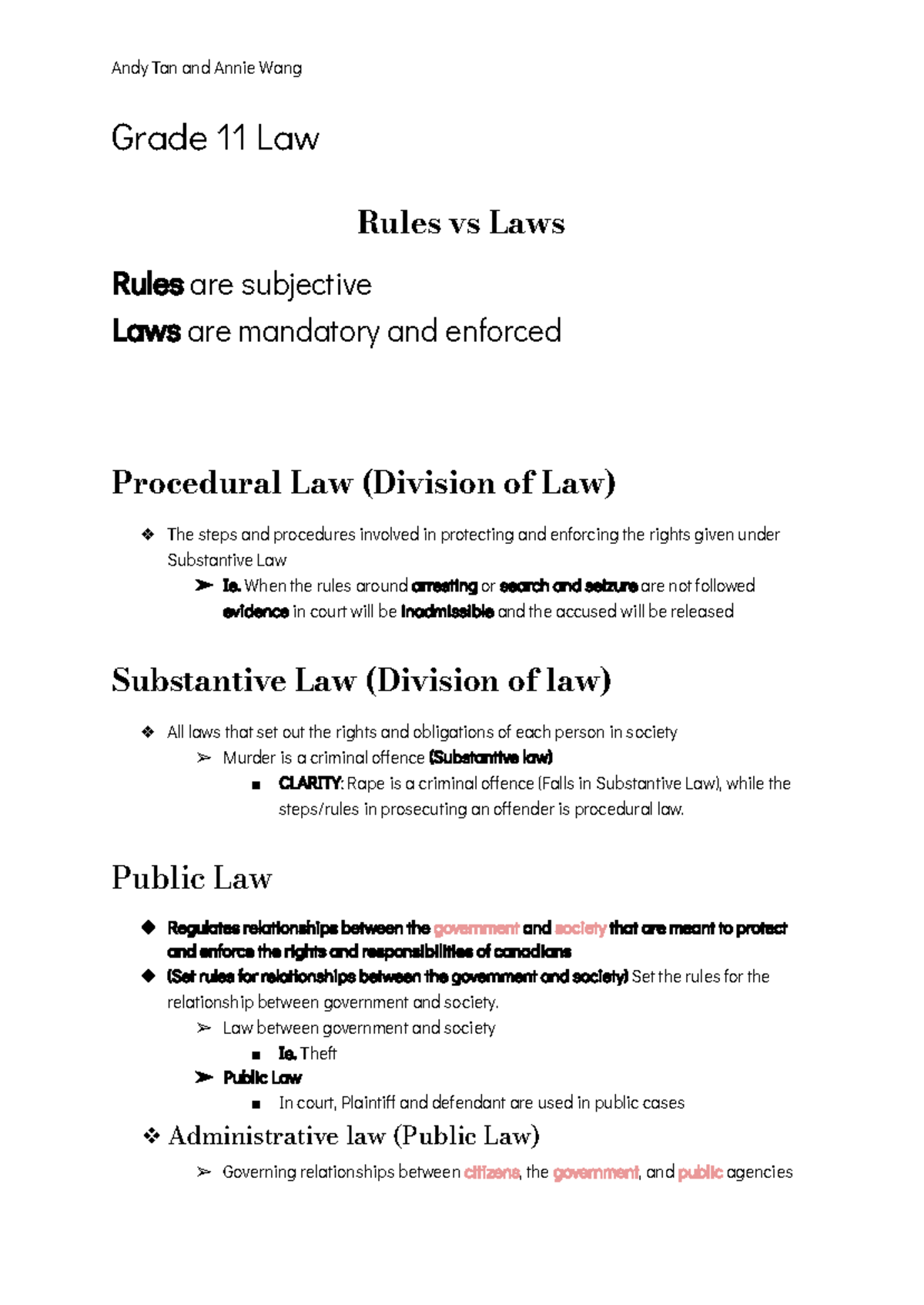 Grade 11 Law: Understanding Rules, Laws, and Their Procedures - Studocu