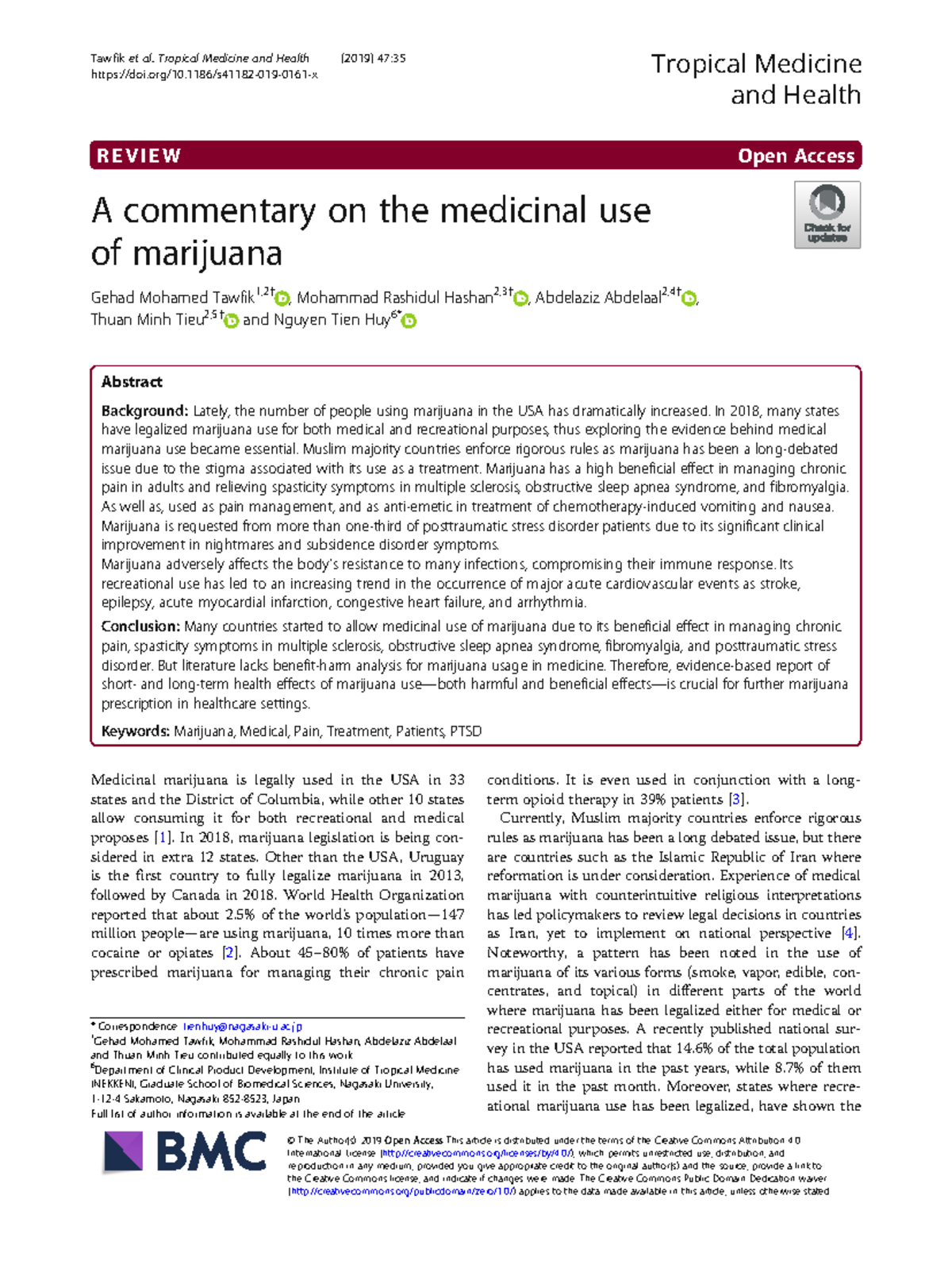 Marijuana article - R E V I E W Open Access A commentary on the ...